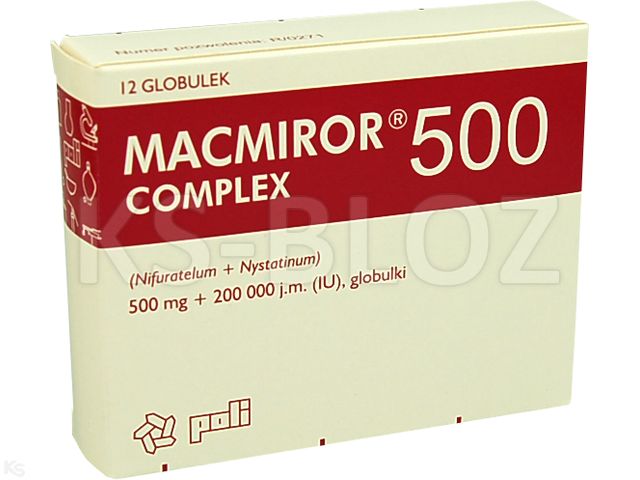 Macmiror complex 500, globulki dopochwowe, 0,5g+200000j.m., 12 glob ...