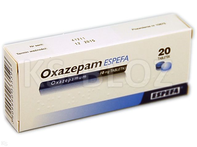 Oxazepam Espefa, tabletki, 0,01 g, 10 tabl., ulotka, zamienniki, interakcje